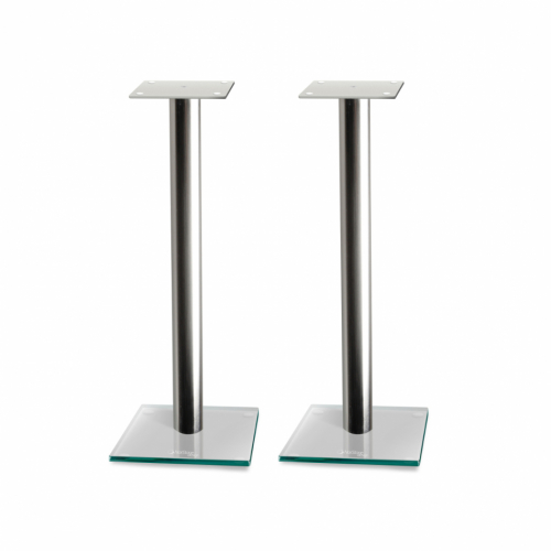 Norstone Epur Stand, silver högtalarstativ med en glasfot 60 cm höga ...